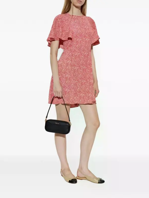 Michael Kors Ruffled-sleeve Speckled Mini Dress - Red