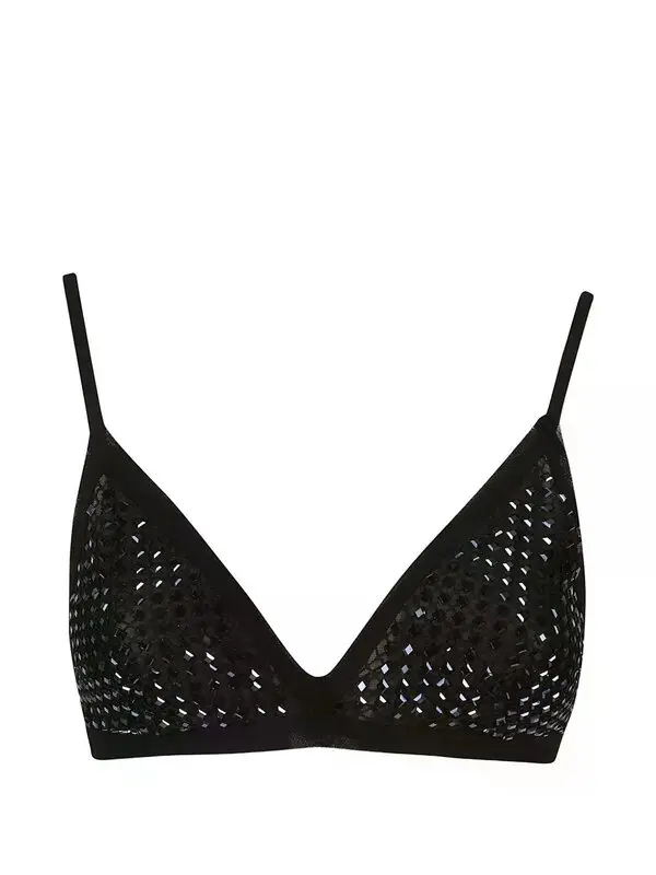 Pinko Crystal-embellished Mesh Bralette - Black