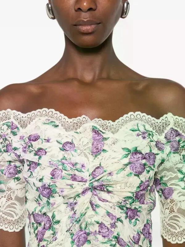 Rabanne Floral Embroidered Lace-texture Midi Dress