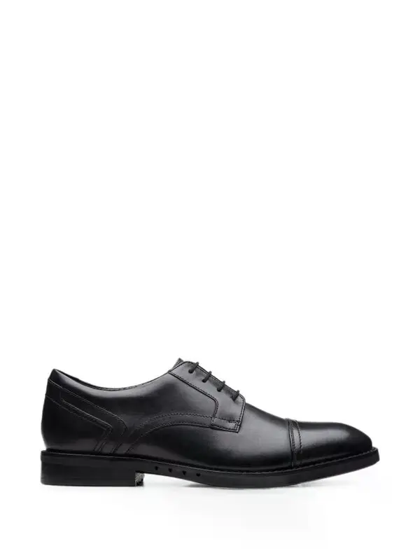 Clarks Un Hugh Cap Leather Derby Shoes - Black