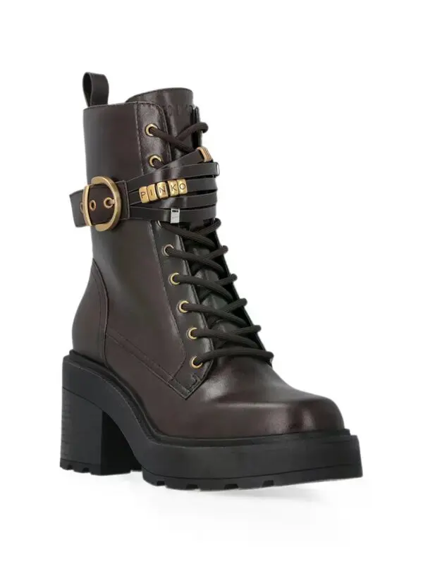 Pinko Buckle-detail Lace-up Ankle Boots