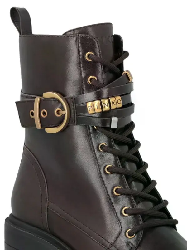 Pinko Buckle-detail Lace-up Ankle Boots