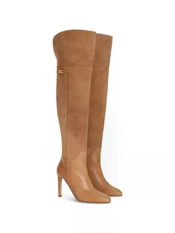 Elisabetta Franchi Over-the-knee Suede Boots With Stiletto Heel - Brown