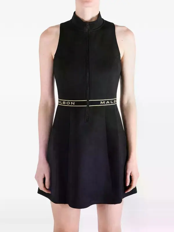 MALBON Sleeveless Mini Dress With Logo Detail - Black