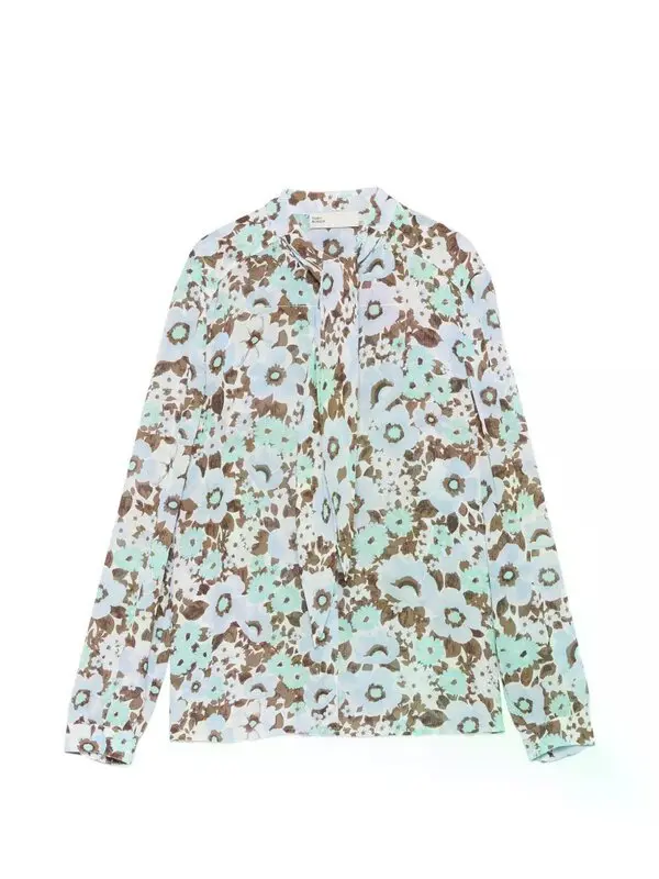 Tory Burch Floral-print Pussy-bow Blouse