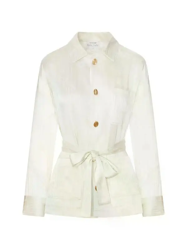 FORTE_FORTE Jacquard-pattern Belted Jacket - Neutrals