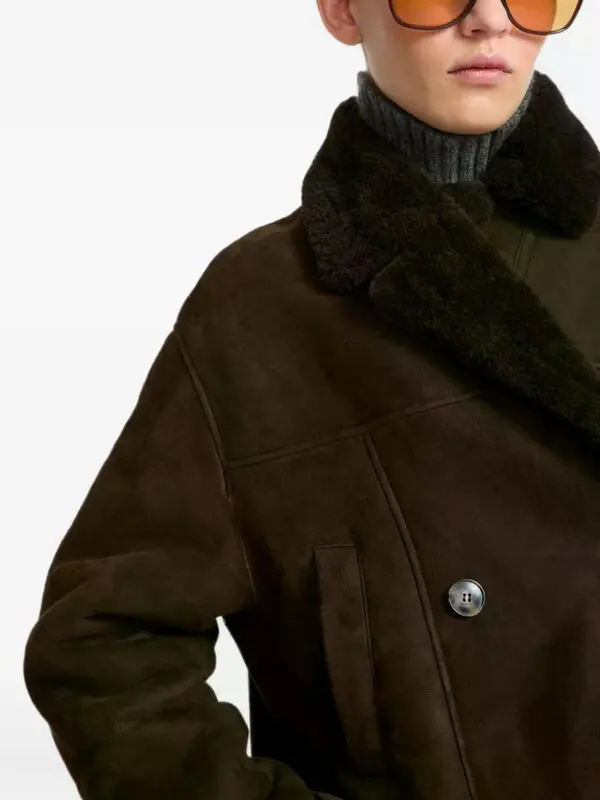 YVES SALOMON Double-breasted Shearling Pea Coat