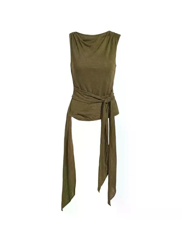 GANNI Marl Mesh Tie-knot Tank Top