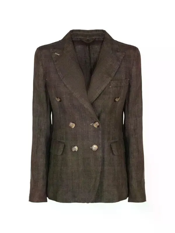KILTIE Double-breasted Checked-pattern Blazer
