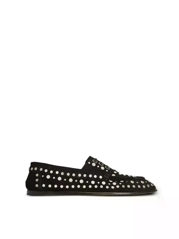 Dolce & Gabbana Studded Split Leather Derby Shoes - Black
