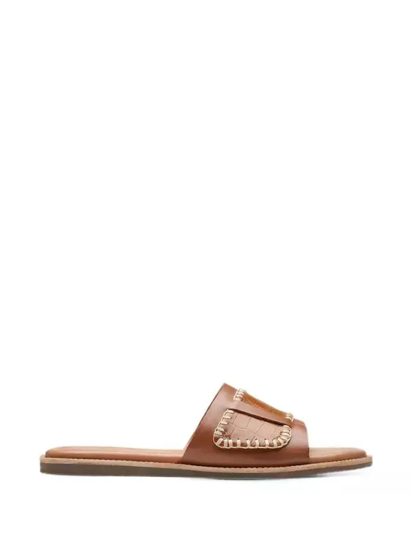 Clarks Maritime Whipstitch-detail Flat Sandals - Brown