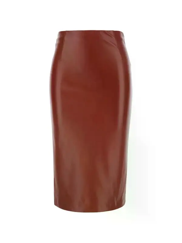 JUCCA Leather Midi Skirt With Concealed Fastening