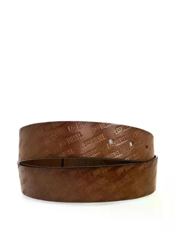DIESEL® Monogram-embossed Leather Belt - Brown
