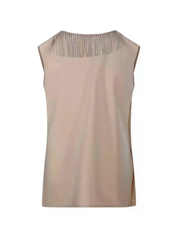 Sportmax Fringed V-neck Tank Top - Neutrals