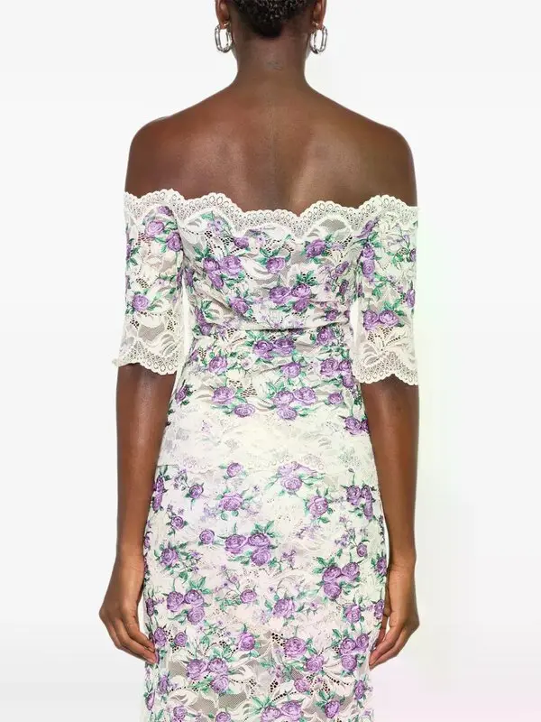 Rabanne Embroidered Lace-trim Off-shoulder Top