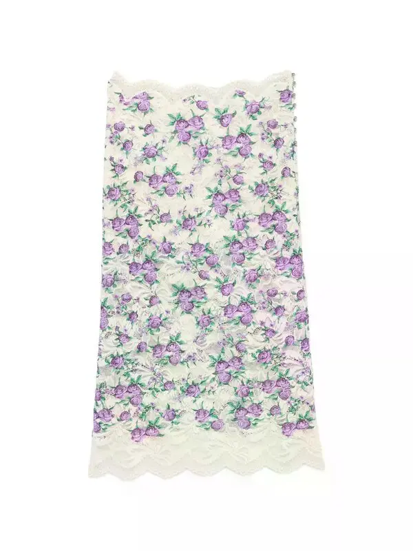 Rabanne Embroidered Lace Midi Skirt - Neutrals