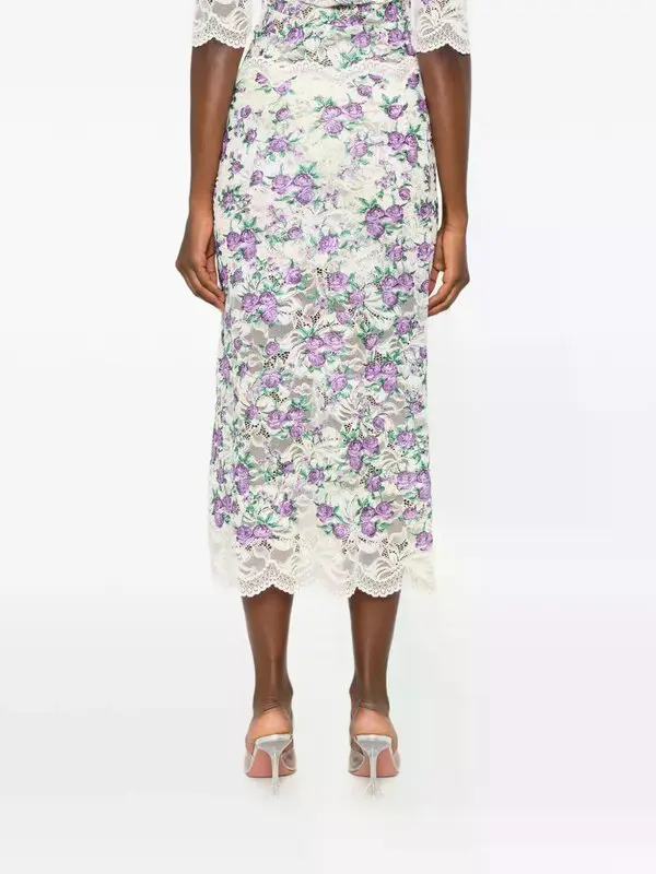 Rabanne Embroidered Lace Midi Skirt