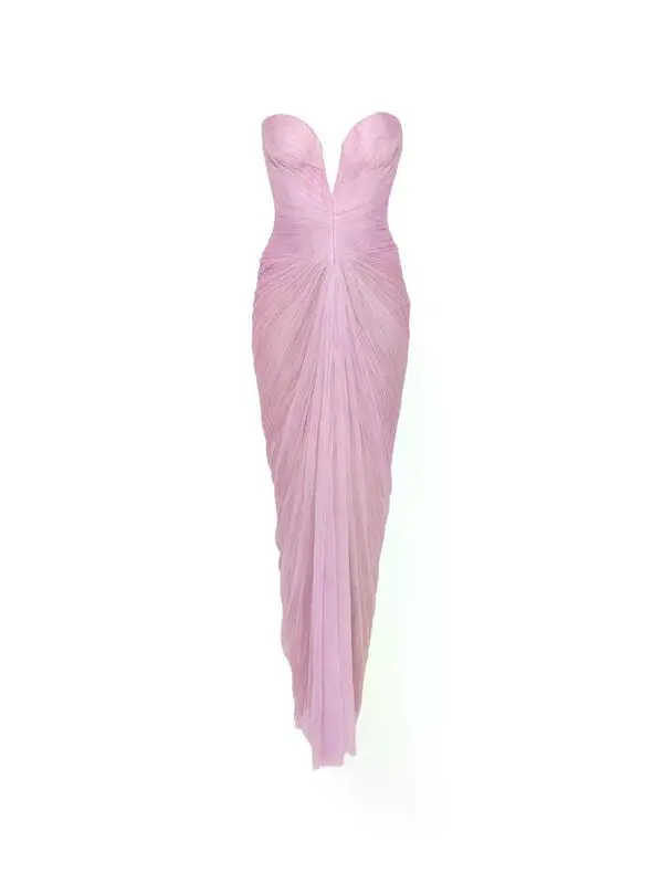 MARIA LUCIA HOHAN Alessandra Pleated Corset-style Maxi Dress - Pink