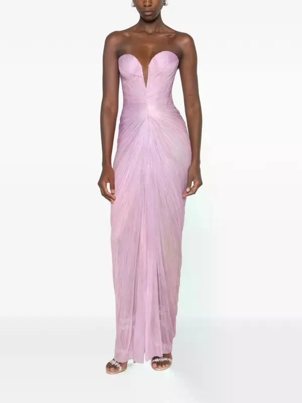 MARIA LUCIA HOHAN Strapless Plunging V-neck Maxi Dress - Pink