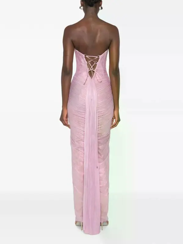 MARIA LUCIA HOHAN Strapless Plunging V-neck Maxi Dress - Pink