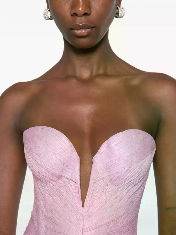 MARIA LUCIA HOHAN Strapless Plunging V-neck Maxi Dress - Pink