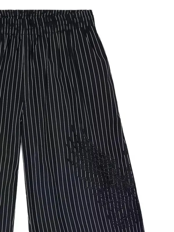 DIESEL® Pinstripe Embroidered Wide-leg Shorts - Black