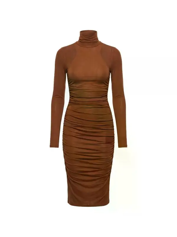 Elisabetta Franchi Long-sleeved Midi Dress With Ruched Detailing