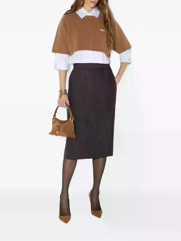 Elisabetta Franchi Pinstriped Cool Wool Midi Skirt