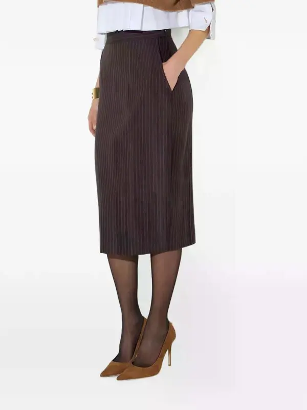 Elisabetta Franchi Pinstriped Cool Wool Midi Skirt