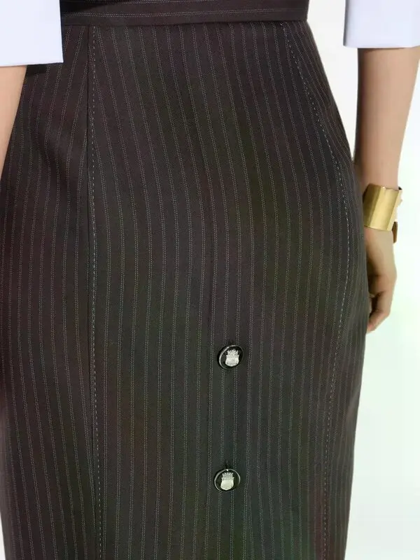 Elisabetta Franchi Pinstriped Cool Wool Midi Skirt