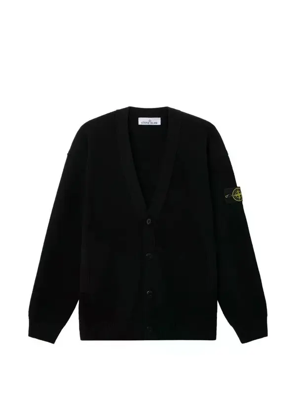 Stone Island Logo-patch Button-up Cardigan - Black