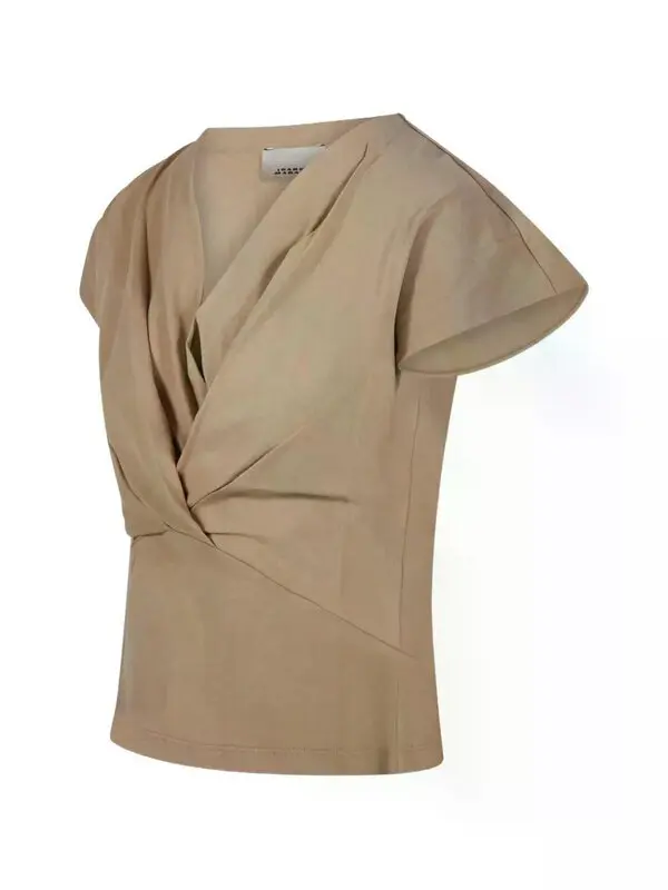 MARANT ETOILE Twist-detail V-neck T-shirt - Neutrals