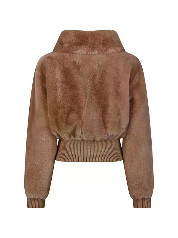 Pinko Croc-effect Trim Faux-fur Jacket