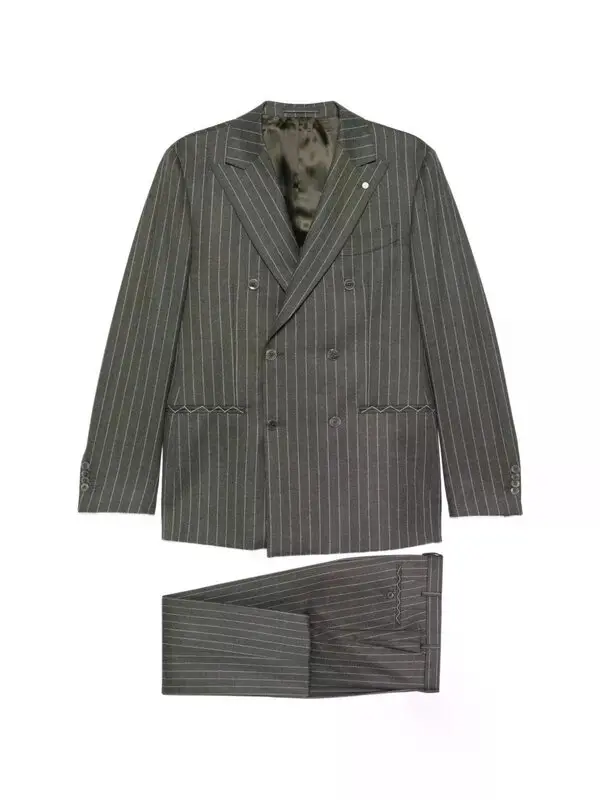 LUIGI BIANCHI Double-breasted Pinstripe-pattern Suit
