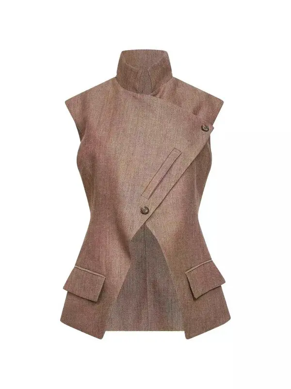 BATAKOVIC Asymmetric Portofino Vest - Brown