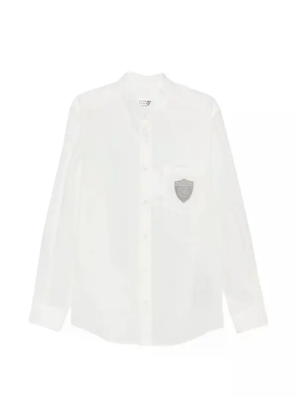 MAISON MARGIELA Logo-patch Mandarin-collar Shirt