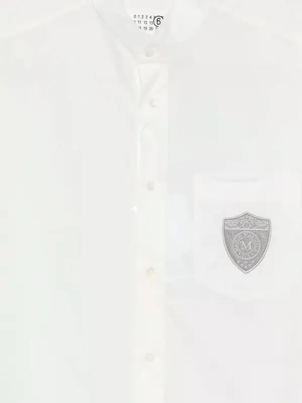 MAISON MARGIELA Logo-patch Mandarin-collar Shirt