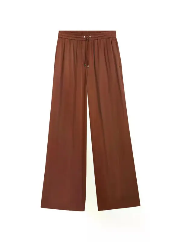 BOSS Satin-finish Drawstring-waist Trousers - Brown