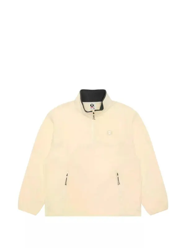 AAPE BY *A BATHING APE Moonface Half-zip Fleece Sweater - Neutrals