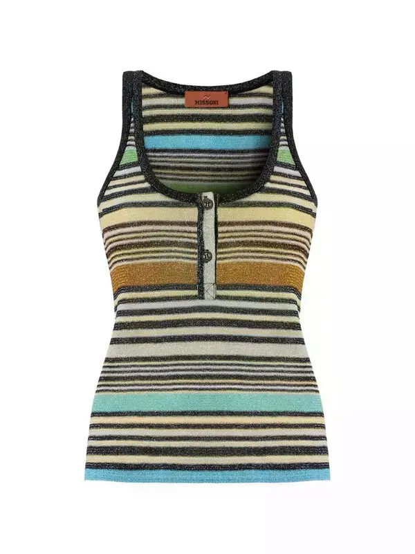 Missoni Striped Metallic-knit Tank Top - Blue