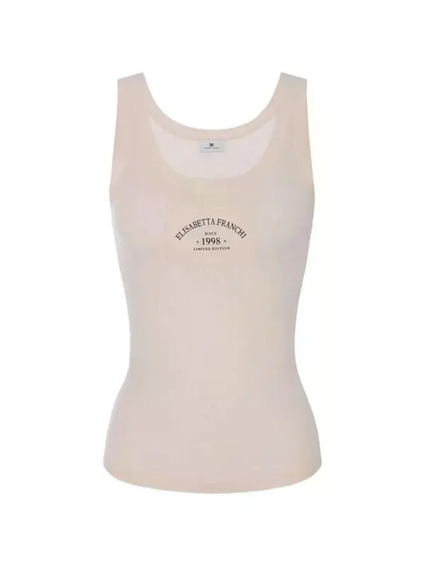 Elisabetta Franchi Logo-patch Ribbed-knit Top