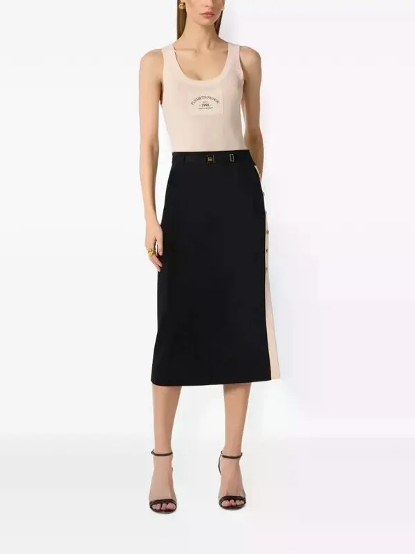 Elisabetta Franchi Logo-patch Ribbed-knit Top