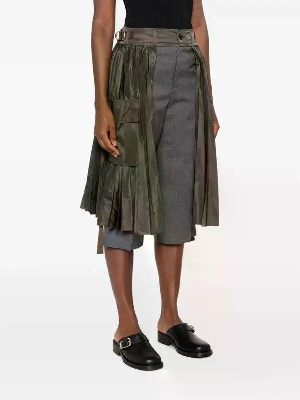 Sacai Pleated-overlay Cropped Trousers