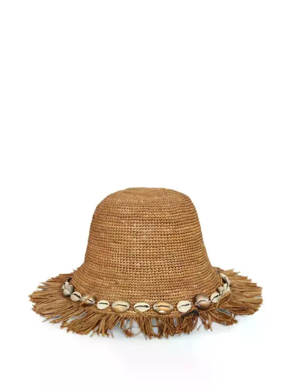 Alanui Shell-embellished Fringed Hat - Neutrals