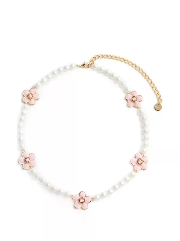 SELF-PORTRAIT Flower Embellishment Necklace - Gold
