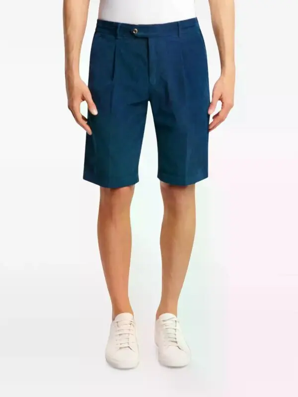 PT TORINO Pleated Corduroy Shorts - Blue