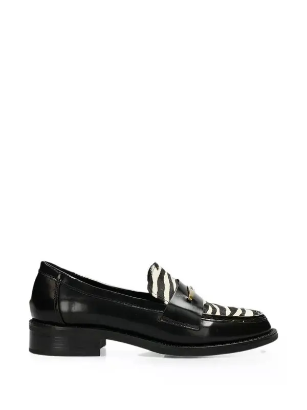 MEXX Zebra-print Loafers With Gold-tone Plaque - Black