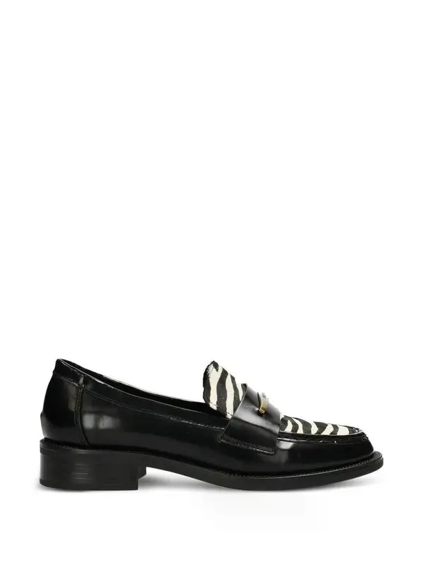 MEXX Zebra-print Loafers With Gold-tone Plaque - Black