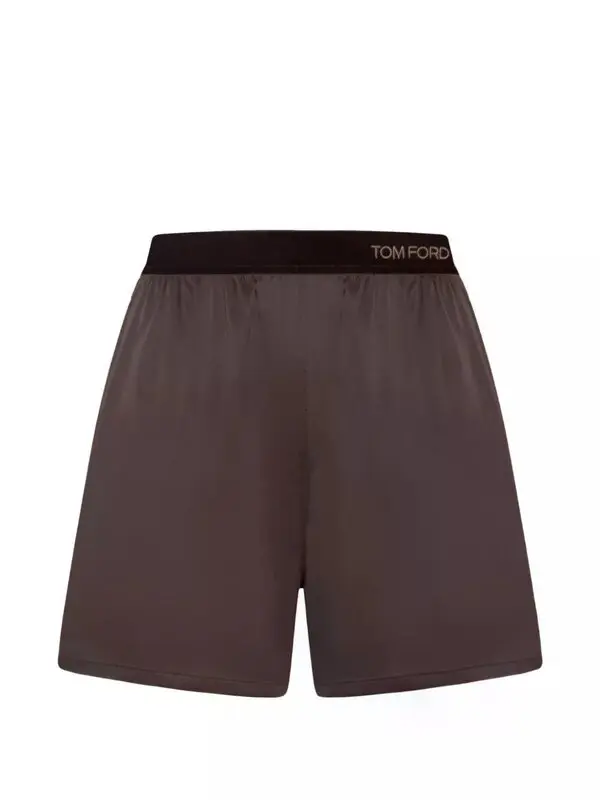 TOM FORD Silk Logo-waistband Shorts - Brown