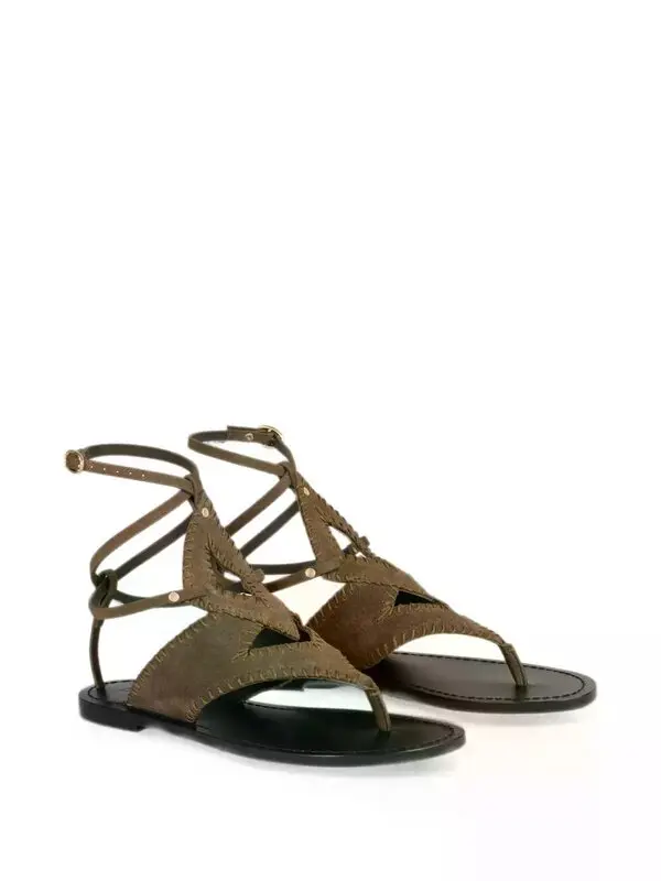 Ba&sh Capri Flat Sandals With Whipstitch Trim